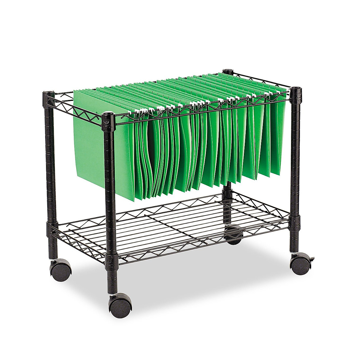 Alera FW601424BL Single-Tier Rolling File Cart, 24w X 14d X 21h, Black