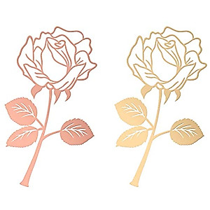 2 Pcs Metal Hollow Rose Bookmark Elegant Book Marks DIY Art Craft Gifts for Home Office School (Gold, Rose Gold)