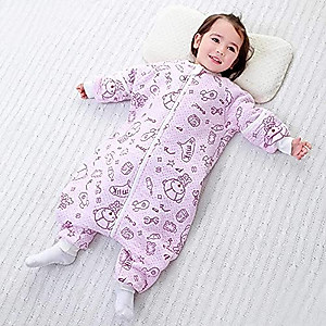 Happy Cherry Baby Romper Bag with Feet Detachable Sleeves Cotton Warm Autumn Wearable Blanket for Girls Pink 1-3 Years