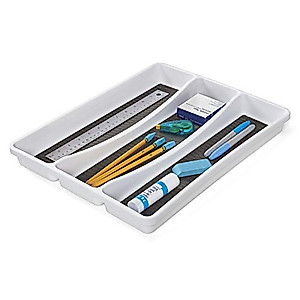 Copco Basics 3 Compartment Drawer Organizer, White and Charcoal Gray