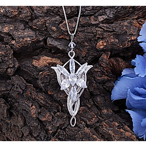 PPX 2 Pcs Lord of the Ring Elven Leaf Aragorn Arwen Evenstar Pendant Chain Necklace Princess Chain with Transparent Jewelry Box