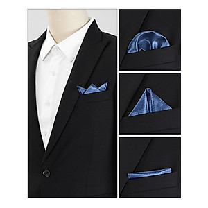 Allegra K Men's Pocket Squares Handkerchiefs Solid Color for Wedding Party One Size Navy blue
