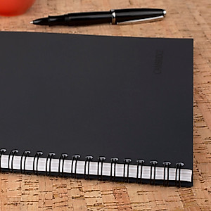 Cambridge 06132 Side Bound Guided Business Notebook, Linen, Meeting Notes, 11 x 8 1/4, 80 Sheets, Black