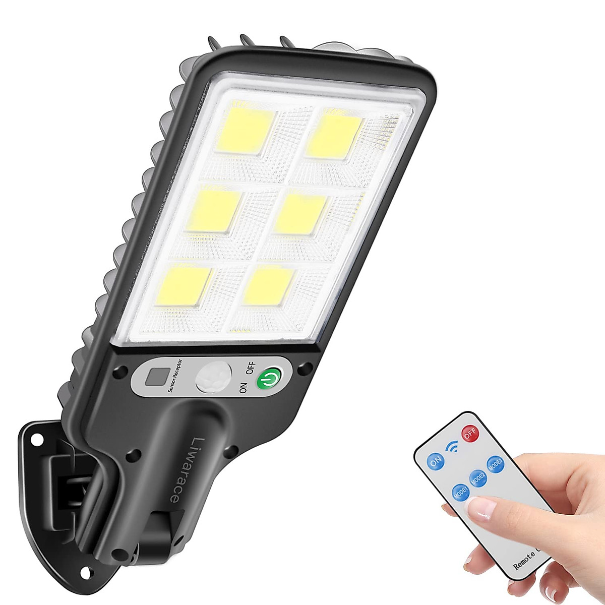 Solar Outdoor Lights - Solar Motion Lights Outdoor IP65 Waterproof with Remote Control, 72COB Outdoor Solar Lights for Yard, Driveway, Garden, Parking Lot, Garage,Pathway