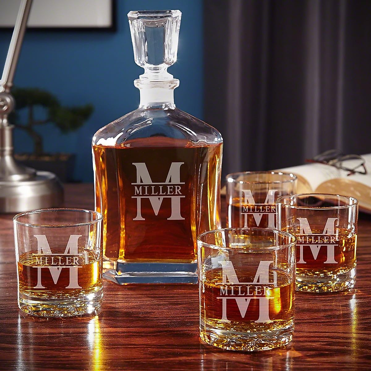 HomeWetBar Fire & Rescue Engraved Buckman Whiskey Glasses, Set of 4 (Personalized Product)