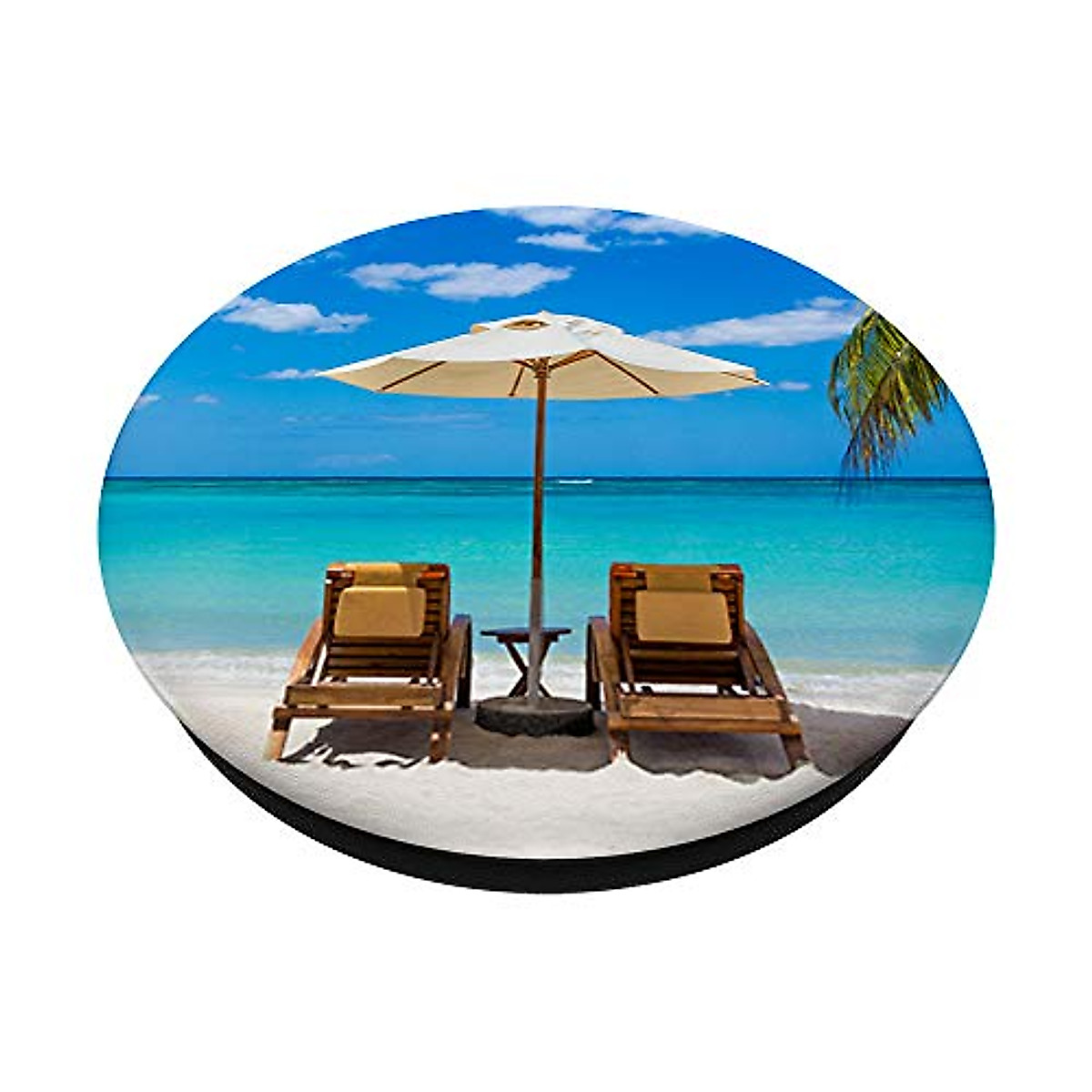Tropical Beach Chairs Umbrella Romantic Vacation Hawaii Grip PopSockets PopGrip: Swappable Grip for Phones & Tablets
