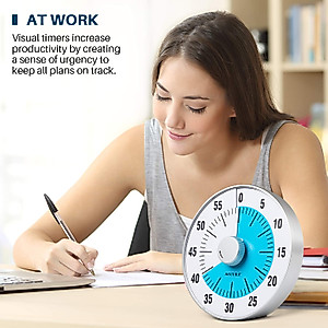 Secura 7.5-Inch Oversize Visual Countdown Timer, 60-Minute Kitchen Timer | Time Management Tool for Kids, Teachers and Adults (Blue)