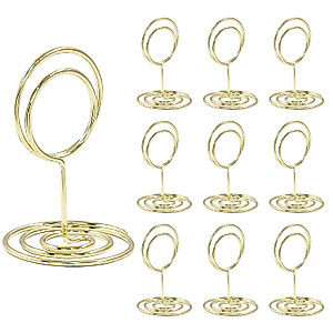 Waziaqoc 10Pcs Table Number Holders, Mini Round Place Card Holder, 2 Inch Short Table Number Stands for Wedding Party Graduation (Gold)