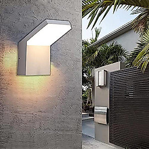 Inowel Wall Light Outdoor LED Wall Mount Lamp White Modern Wall Sconce Lighting Lantern Fixture Aluminum Lights for Porch Front Door Garden Yard Patio IP65 Waterproof 18W 1800Lm 3000K