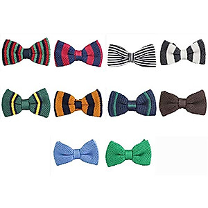 Andongnywell Knit Bow Tie Mens Vintage Adjustable Pre Tied Knitted Woven Bowtie Stripes Pre-tied Knit Bow Tie (Blue,One Size)