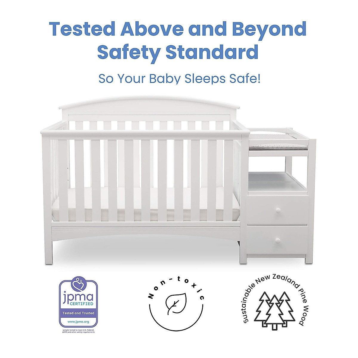 Delta Children Abby Convertible Crib and Changer, Bianca White