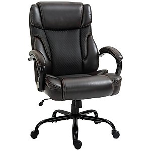 Vinsetto 484LBS Big and Tall Ergonomic Executive Office Chair with Wide Seat, High Back Adjustable Computer Task Chair Swivel PU Leather, Brown