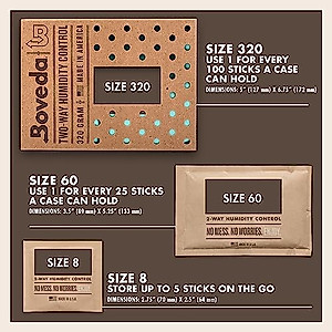 Boveda 72% Two-Way Humidity Control Packs For Wood Humidifier Boxes – Size 60 – 20 Pack – Moisture Absorbers – Humidifier Packs – Hydration Packets in Resealable Bag