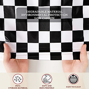 Teruntrue 10 Packs Black Checkered Plastic Tablecloth 54"x108"Black and White Checkered Table Cover Disposable Racing Table Cloth Will Cover Any Table up to 8 ft for Weddings Birthday Party Décor