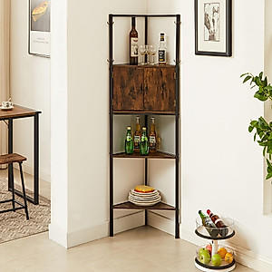 VECELO Corner Cabinet, Tall Storage Shelf, Bookshelf Display Shelves Rack for Living Room, Kitchen, Balcony, Small Space