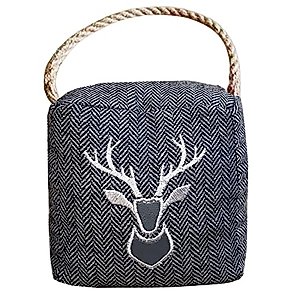 Decorative Door Stopper, Door Stoppers for Bottom of Door, Heavy Duty Door Stops Floor, Weighted Fabric Door Stop for Home and Office Holiday Decorations (Brown with Reindeer)