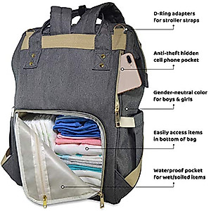 Soulsten Diaper Bag Backpack for Mom and Dad - Unisex Baby Backpack Diaper Bag - Multifunctional, Waterproof, and Stylish Diaper Backpack - Grey