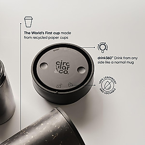 Circular & Co Reusable Coffee Cup - 12oz - 100% Leakproof Travel Mug - Made from Recycled Coffee Cups - Sustainble Coffee Tumbler - 360 Drinking - BPA Free - Dishwasher Safe