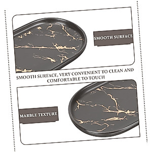 Didiseaon 2pcs Marble Storage Tray Small Ceramic Oval Display Tray Oval Jewelry Tray Ceramic Serving Dishes Makeup soap Dish Holder Sundries Organizing Tray Marbling Ceramic Plate Ceramics