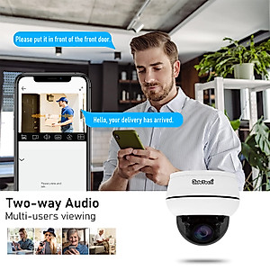 JideTech Outdoor 4K PTZ POE Camera, 8MP IP Dome Camera with 5X Optical Zoom, IR Night Vision Human/Motion Detection, Built in 2-Way Audio, Pan/Tilt, SD Card Slot