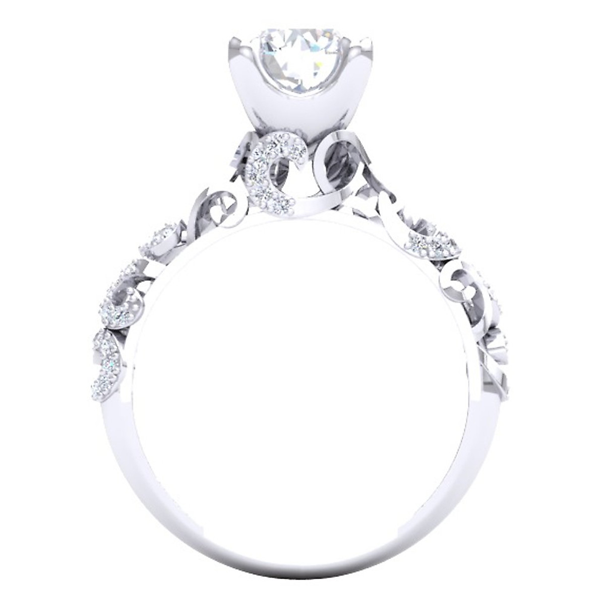 Dazzlingrock Collection Sterling Silver White Cubic Zirconia Split Shank Engagement Ring 2 1/2 CT, Size 7