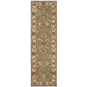 SAFAVIEH Heritage Collection 2'3" x 8' Green / Gold HG811A Handmade Traditional Oriental Premium Wool Runner Rug