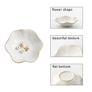BEUNAIZER Jewelry Dish Tray, Ring Dish, Ceramic Trinket Tray, Key Bowl, Decorative Plate, Gifts for Friends Sisters Daughter Mother (milky white)
