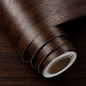 FunStick Brown Walnut Wood Contact Paper for Cabinets Countertops Waterproof Wood Wallpaper Peel and Stick Rustic Wood Grain Contact Paper Self Adhesive Removable Wood Paper for Desk Thick 15.8"x78.8"