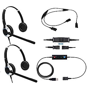 Deluxe USB Headset Training Solution (Includes 2 x TruVoice HD-550 Headset with Noise Canceling Microphone, USB Cable and Training Y Cable)