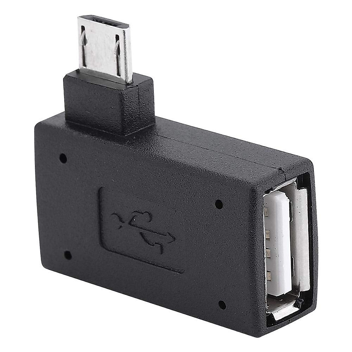 Liukouu 2Pcs USB 2.0 Female to Male Micro OTG Adapter Power Supply Port 90 Degree Left 90 Right Angled