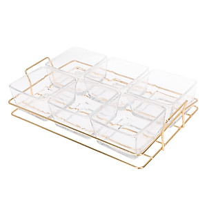 VILLFUL 1 Set Divided Fruit Plate Fruit Tray Candy Tray Appetizer Tray Container with Lid Hot Cocoa Bar Seasoning Jars Serving Dishes Fruit Serving Tray Grid Fruit Dish Dried Fruit Plate