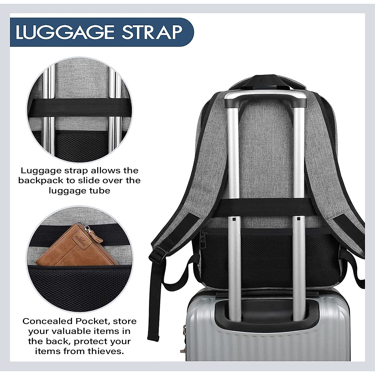 INNOSCENT Mini Smell Proof Backpack With Lock For Men/Women USB & Headphone Port (Light Grey)