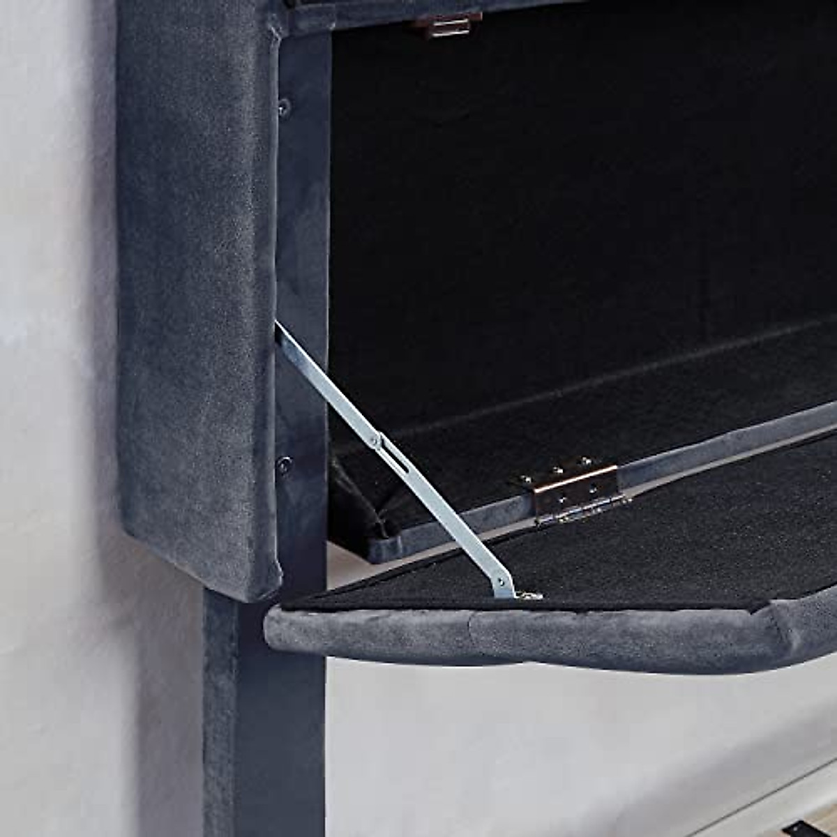 Furniture of America Halifax Modern Storage Fabric California King-Size Bed with USB for Bedroom, Guest Room Bed, Gray