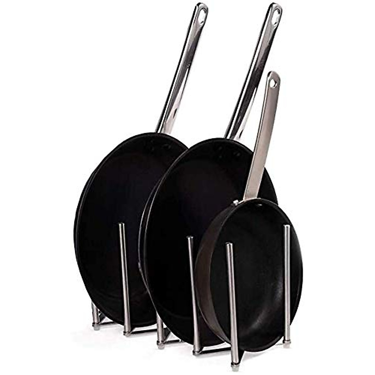 DRNKS Kitchen Utensil Organizer Stainless Steel Spoon Holder Storage Rack Pot Lid Plate Holder Rack 4 Sectional Adjustable Extended Suitable for Kitchen