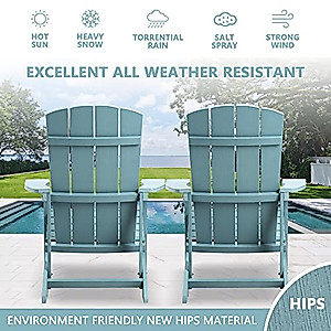 May in Color Plastic Adirondack Chair Outdoor Chair, Hips Weather Resistant Modern Fire Pit Patio Chair, Reclining Tall Large Plastic Adirondack Chair for Backyard,Garden,Pool,Beach,Deck. (2, Blue)