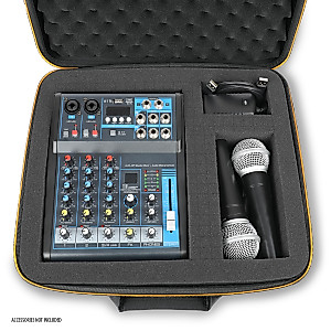 USA Gear Audio Mixer Case - DJ Mixer Audio Bag with Customizable Foam Interior & Durable Exterior Compatible with Yamaha Mixer Mg06X, Behringer XENYX 302USB, ALPOWL Sound Board & More DJ Equipment