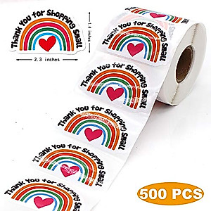 Muminglong 1.5 Inch Thank You for Shopping Small Rainbow Stickers, Small Shop Sticker, Thank You Sticker,Small Business, Packaging Sticker, 500 PCS