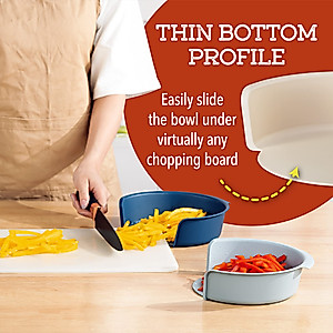 IMPRESA [3 Pack] Food Prep Bowls for Under Chopping Board - Plastic Meal Prep Container Set with Handles to Organize Countertop - Kitchen Storage Container -Food Storage & Meal Planning Accessories