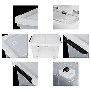 Hommp 4 Packs 30 Liter Clear Large Storage Boxes Container with Lids and Wheels