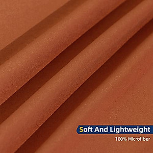 Argstar 3 Pieces Button Closure Duvet Cover Set Queen, Burnt Orange Duvet Cover with Buttons, 100% Microfiber Soft & Easy Care Bedding Comforter Cover with Ties (1 Rust Duvet Cover, 2 Pillowcases)