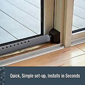 SABRE Adjustable 2-in-1 Door Security Bar, Door Stop Bar Secures Onto Door Knob, Strong Scratch-Proof Grip, Steady Against Floor, Removable Door Knob Top For Sliding Door Use, Portable & Easy to Use