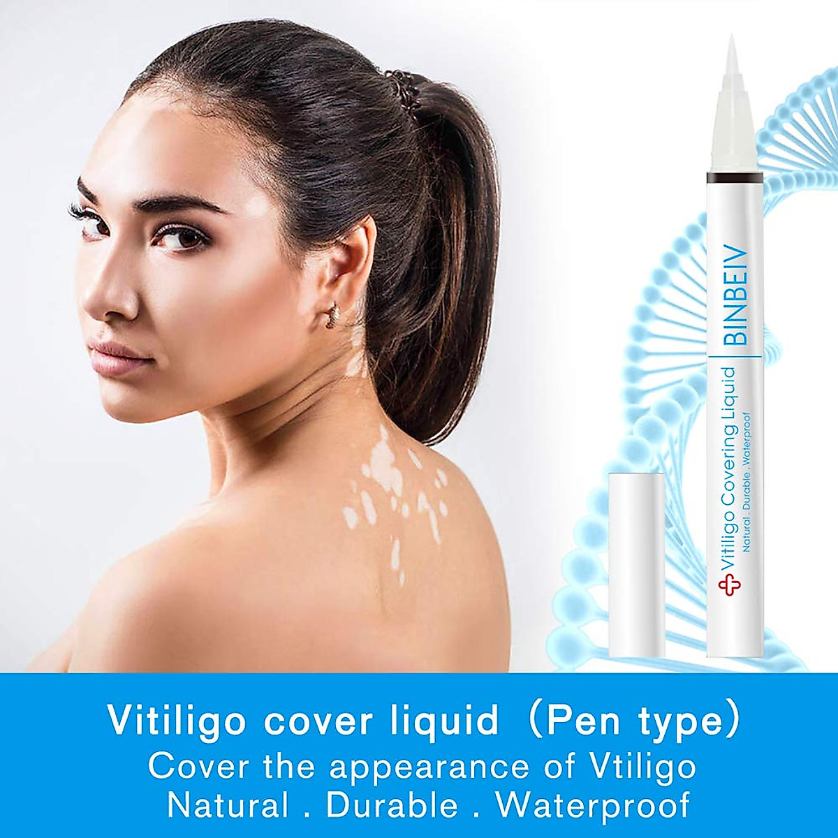 BINBEIV Vitiligo Cosmetic Camouflage Liqui, Cover appearance of Skin Depigmentation, Natural-Durable-Waterproof, Makeup Cover Waterproof, Used on face, hands and body