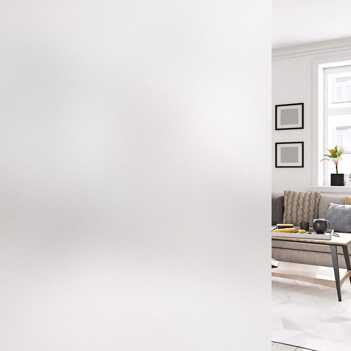 Haton Window Privacy Film, Frosted Glass Window Film, Bathroom Opaque Window Coverings, Decorative Static Cling Removable Window Sticker for Home Office, Non Adhesive, 17.5 x 78.7 Inches