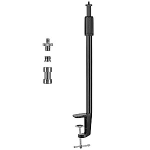TARION Desktop Light Stand with 1/4" 3/8" Screws for Ring Light Tabletop Mount L Shape Clip Stand Adjustable 14-25in/35-64cm for Live Streaming Photograpghy Videograpghy Film Shooting Virtual Meetings