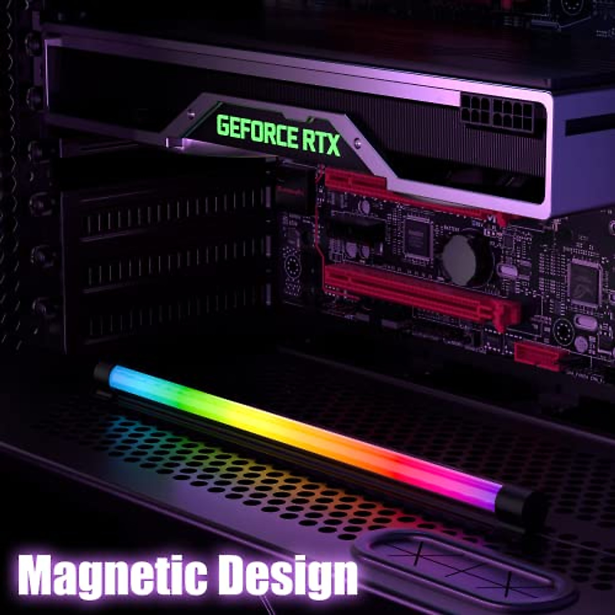 novonest Upgraded Magnetic LED Strip, 14.17"(360mm), Black, Acrylic Diffuse Material ARGB LED Strip, SATA Auto Rainbow/5V 3PIN, for Aura SYNC, Gigabyte RGB Fusion, MSI Mystic Light Sync, LB360