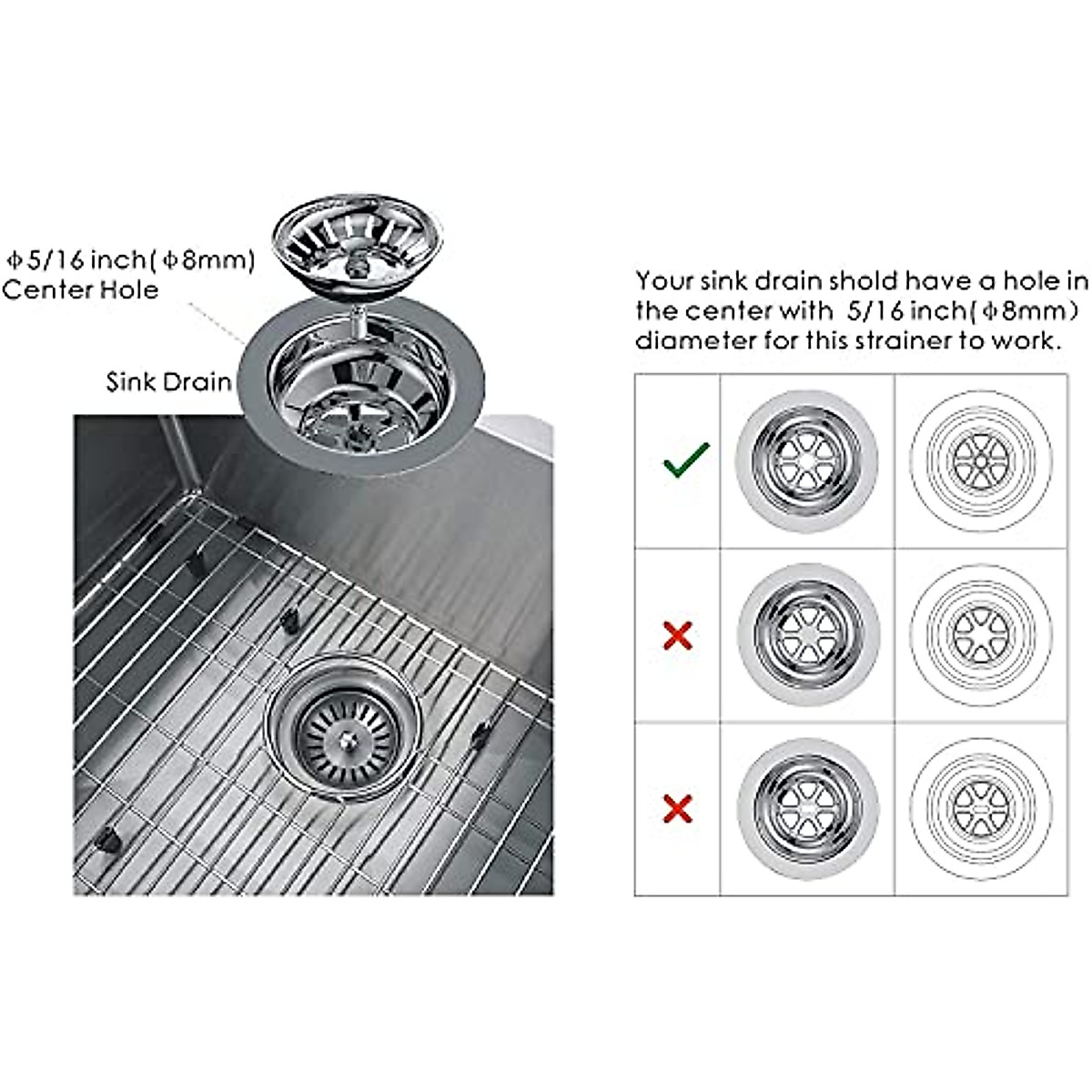 HooySprs Kitchen Strainer Stopper-Stainless Steel Sink Disposal Stopper for Kitchen Sink Drain