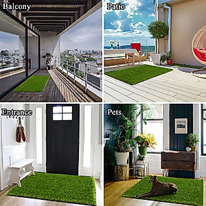 Vaukki Artificial Grass Mat 0.98" (25mm) Pile Height, Turf Grass Outdoor Mat for Entrance, Fake Grass Pee Mat for Dogs, Grass Doormat for Entryway, Front Door, Pets, Patio and Deck, 36''x59''