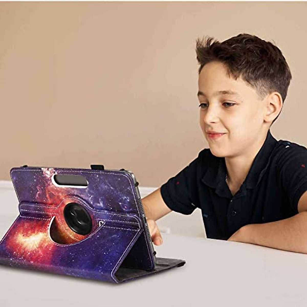 UrbanX 7"-8" Inch Universal Tablet Case, Protective Cover Stand Folio Case for Samsung Galaxy Tab A 8.0 (2017) 7 8 Inch, with 360 Degree Rotatable Kickstand, Multiple Viewing Angles and Stylus Holder