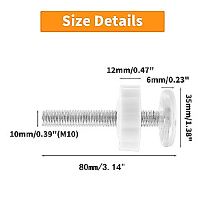 Unlorspy 4 Pack Baby Gate Threaded Spindle Rod M10 (10mm) Baby Gate Screw Replacement Hardware Parts Kit for Pressure Mounted Baby & Pet Safety Gates & Stair Gates (10mm, White)
