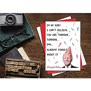 Ikassong Funny Joe Biden Forget Birthday Card 5.3"×7.6" with 2 Envelopes, for Men Women Him Her Bday Gag